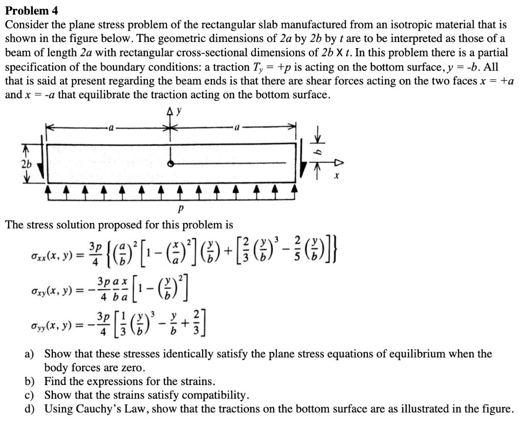 Problem 4 Consider the plane stress problem of the | Chegg.com
