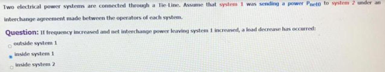 Solved Two electrical power systems are connected through a | Chegg.com