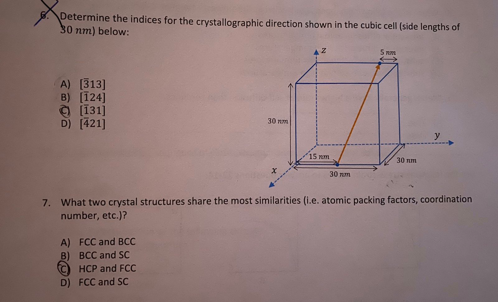 Solved B. Determine the indices for the crystallographic | Chegg.com