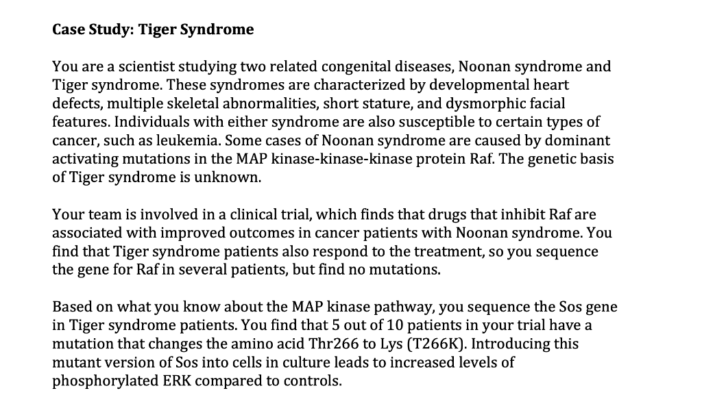 Solved Cell signaling case study: Tiger | Chegg.com