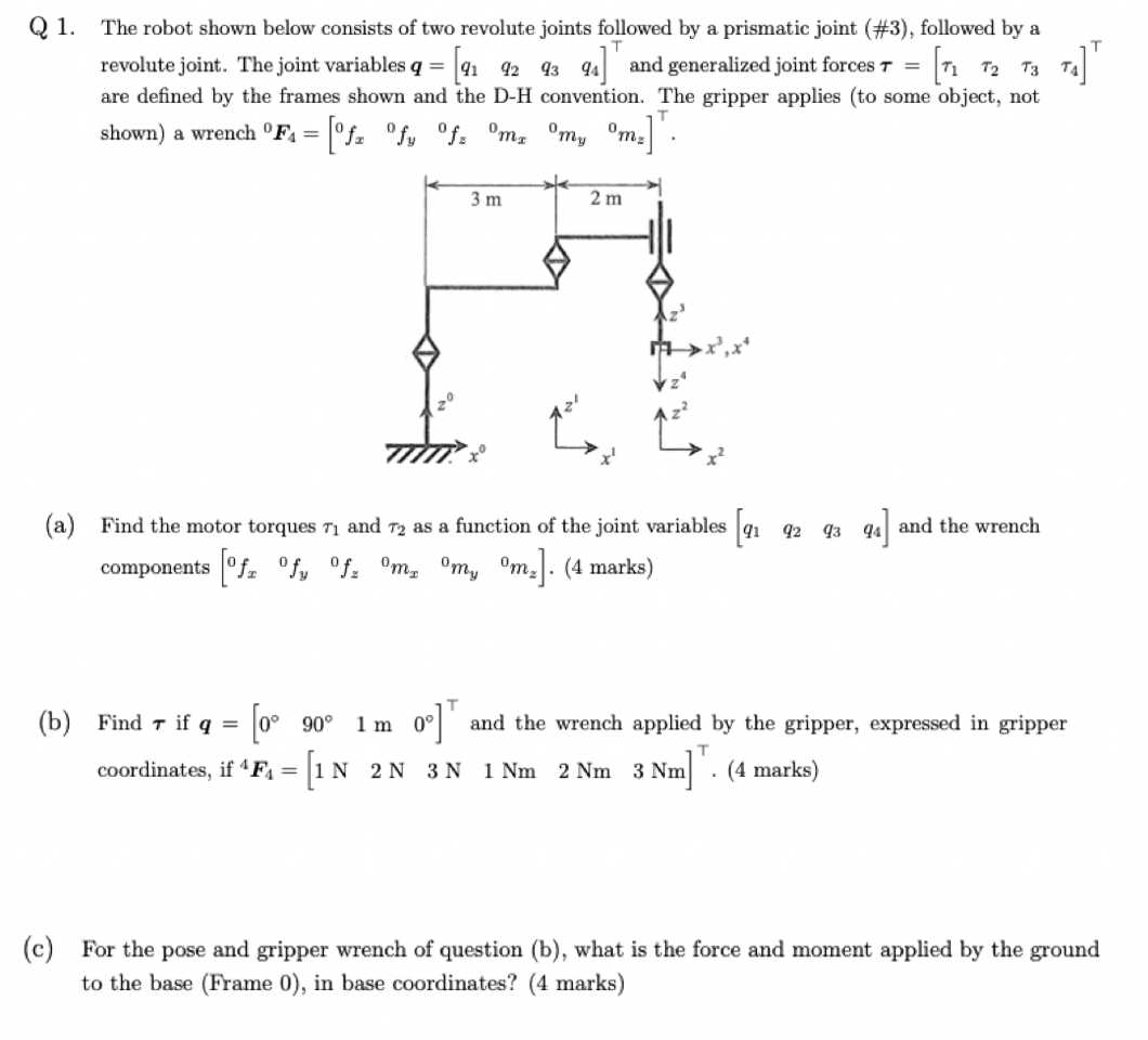 2 1. The robot shown below consists of two revolute | Chegg.com