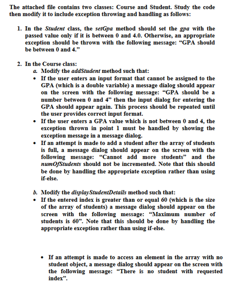Solved The attached file contains two classes: Course and | Chegg.com