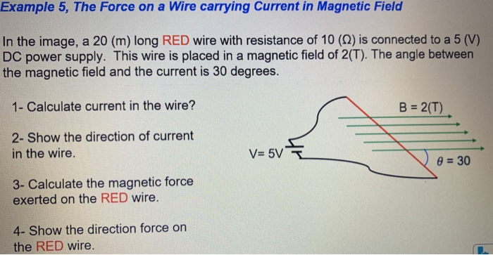 Solved Example 5, The Force on a Wire carrying Current in | Chegg.com