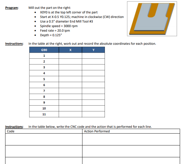 Solved Program: Mill out the part on the right : • X0Y0 is | Chegg.com