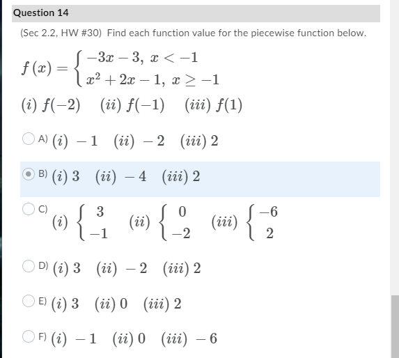 Solved Question 14 (Sec 2.2, HW #30) Find each function | Chegg.com