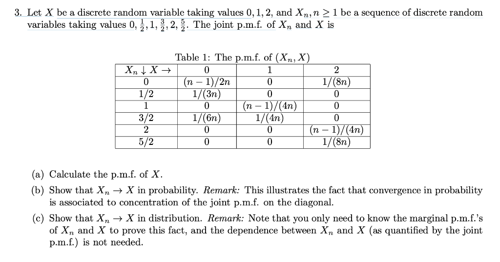 Solved 3. Let X be a discrete random variable taking values | Chegg.com