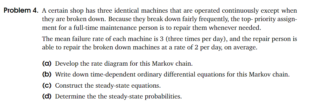 Solved 4. A certain shop has three identical machines that | Chegg.com