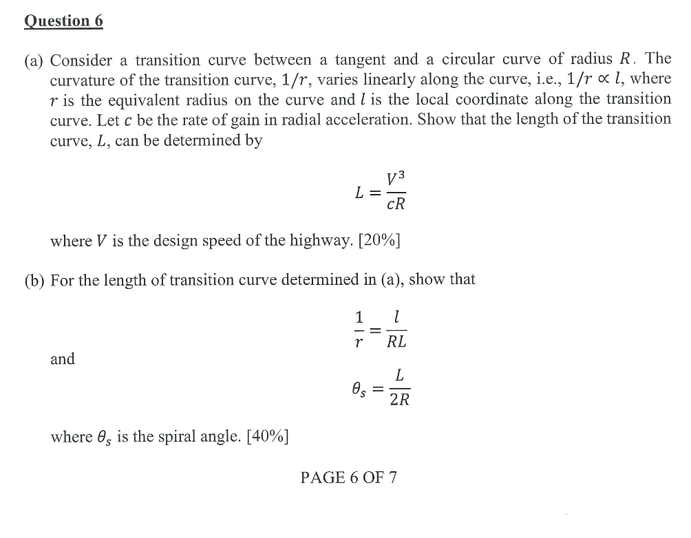 Solved (a) Consider a transition curve between a tangent and | Chegg.com