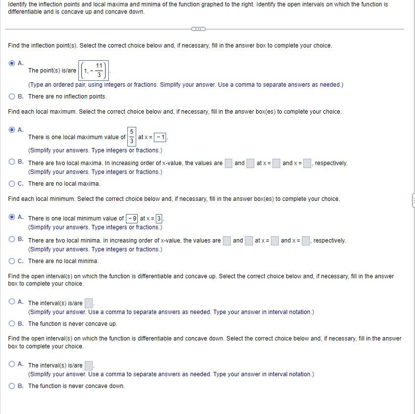 Solved Identify the inflection points and local maxima and | Chegg.com