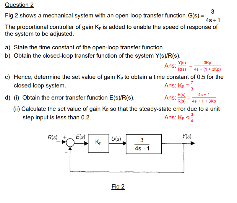 Solved Question 2 3 Fig 2 shows a mechanical system with an | Chegg.com