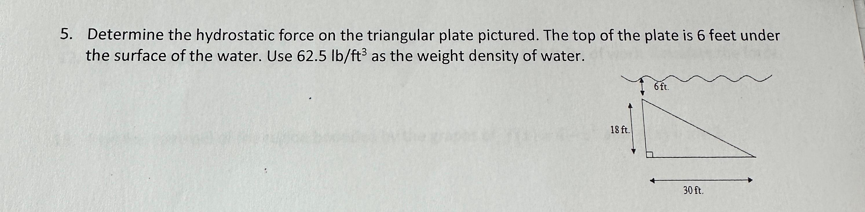 Solved 5. Determine the hydrostatic force on the triangular | Chegg.com