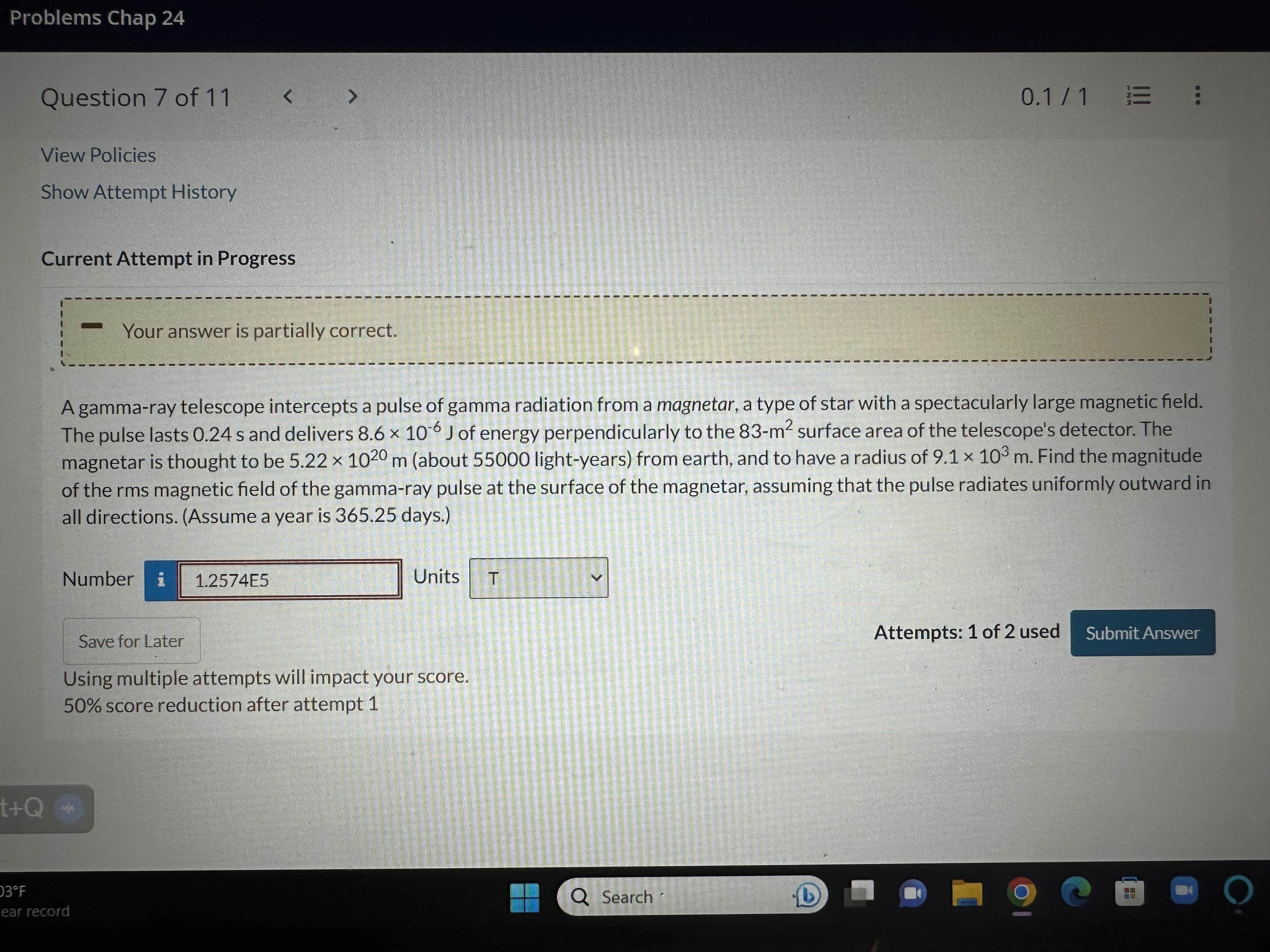 Solved A gamma-ray telescope intercepts a pulse of gamma | Chegg.com