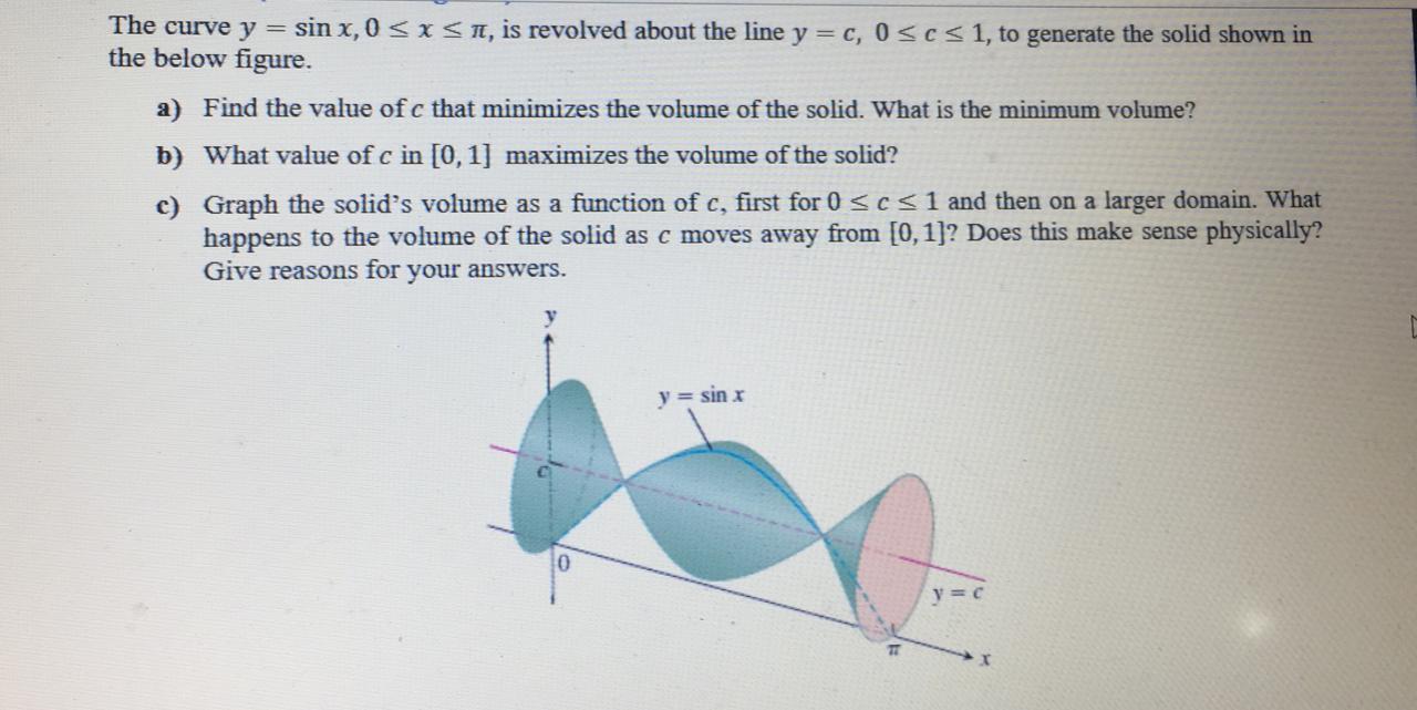 Solved The curve y = sin x, 0 | Chegg.com