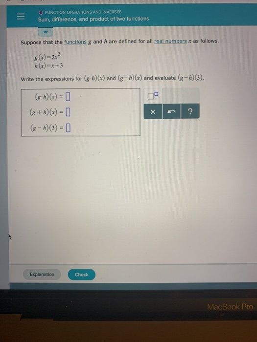 Solved O FUNCTION OPERATIONS AND INVERSES Sum, difference, | Chegg.com