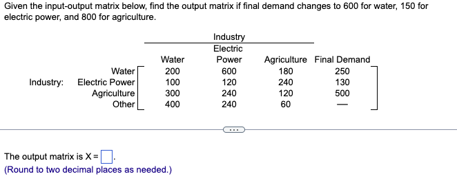 Solved Given The Input Output Matrix Below Find The Output 