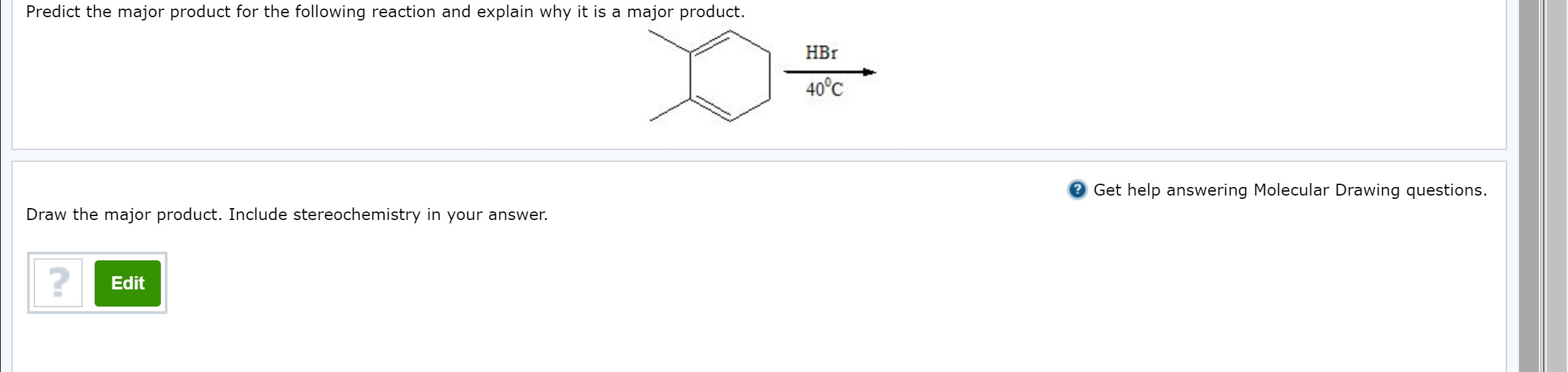 Solved Predict the major product for the following reaction | Chegg.com