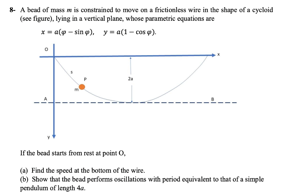 Solved 8- A bead of mass m is constrained to move on a | Chegg.com