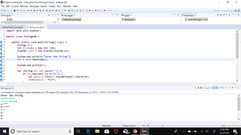Solved Java: Write a program to print a histogram of the | Chegg.com