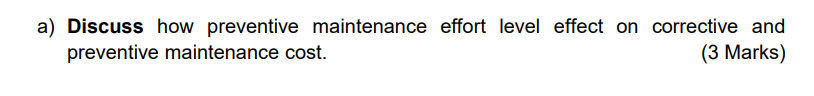 Solved a) Discuss how preventive maintenance effort level | Chegg.com