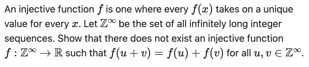 Solved An injective function f is one where every f(x) takes | Chegg.com