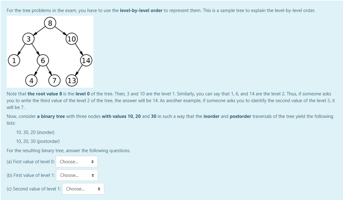 Solved For the tree problems in the exam, you have to use | Chegg.com