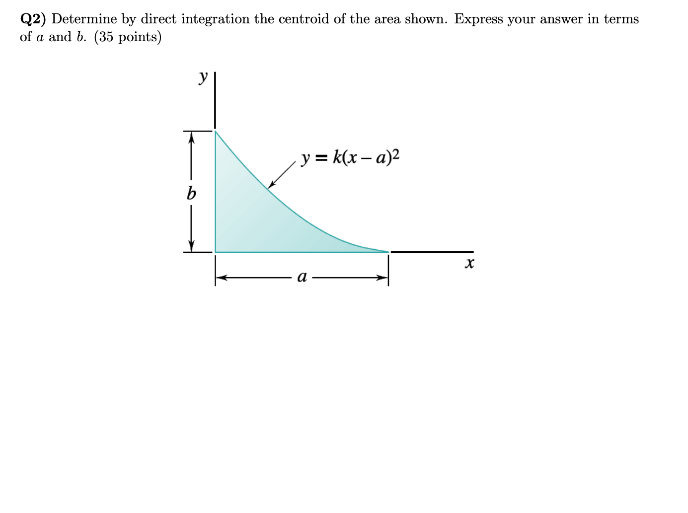 Solved Q2) Determine by direct integration the centroid of | Chegg.com
