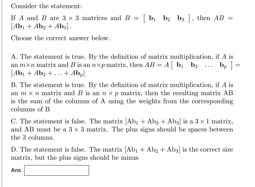 Solved Consider the statement: If A and B are 3 x 3 matrices | Chegg.com