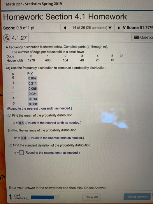 Solved Math 227-Statistics Spring 2019 Homework: Section 4.1 | Chegg.com