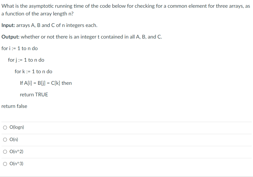 Solved What is the asymptotic running time of the code below | Chegg.com