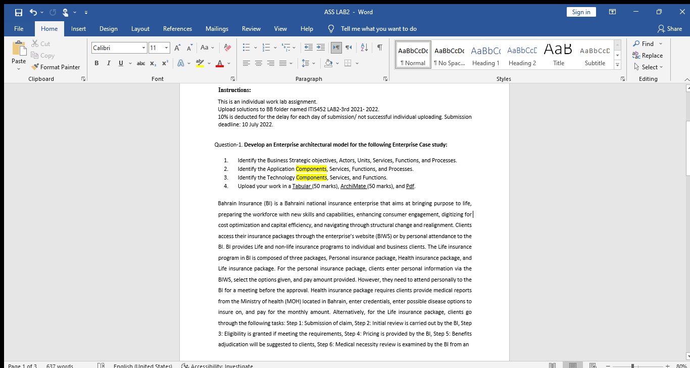 Solved BS. File Paste Home Insert Design Layout References | Chegg.com