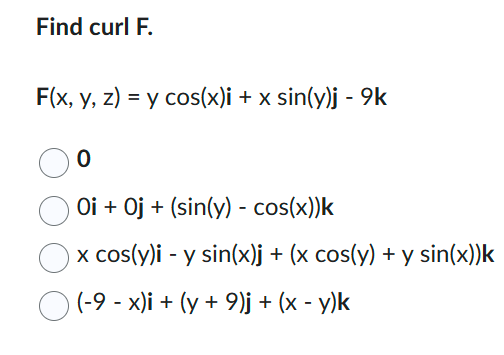 Find curl F. | Chegg.com