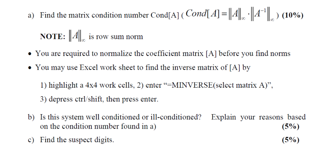 Solved 4 I. Given the 4x4 linear equations 9x, + 2x, – X: + | Chegg.com