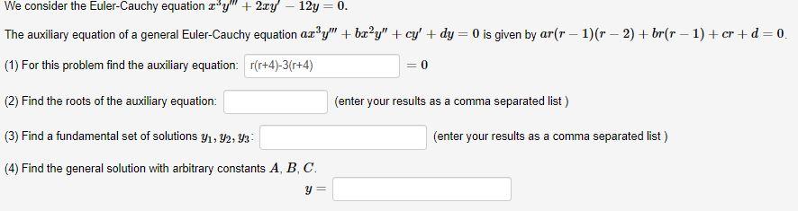 Solved We consider the Euler-Cauchy equation | Chegg.com