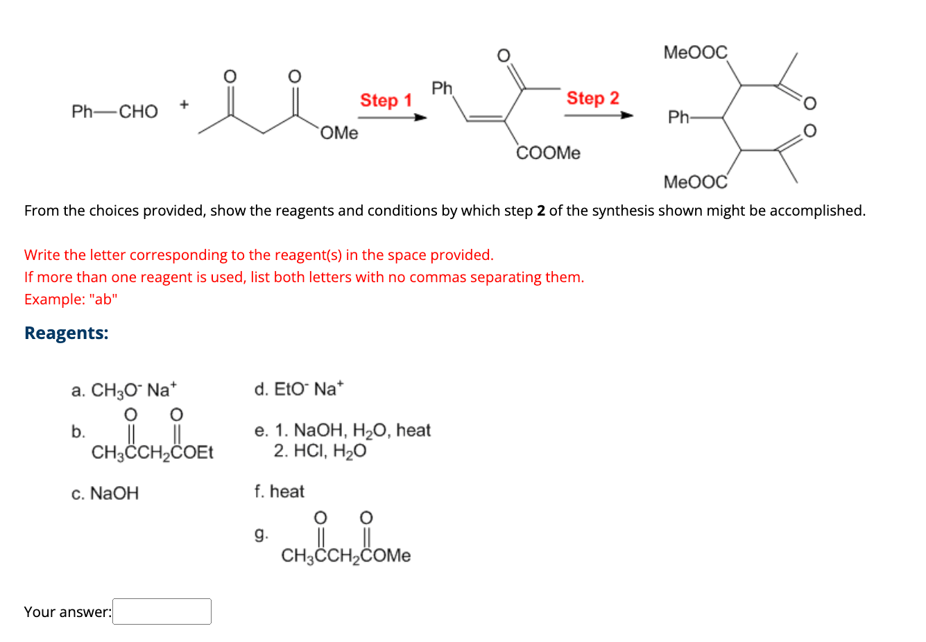 Solved From the choices provided, show the reagents and | Chegg.com