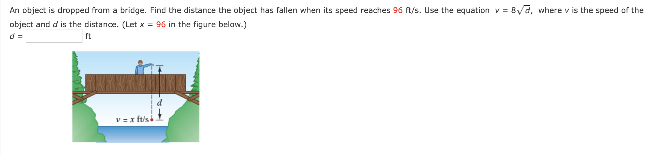 Solved An object is dropped from a bridge. Find the distance | Chegg.com