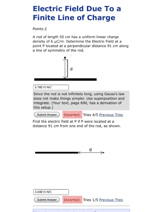 Solved Electric Field Due To a Finite Line of Charge | Chegg.com