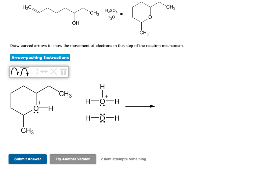 Solved H2C CH3 CH3 H2SO4 H20 OH CH3 Draw curved arrows to | Chegg.com