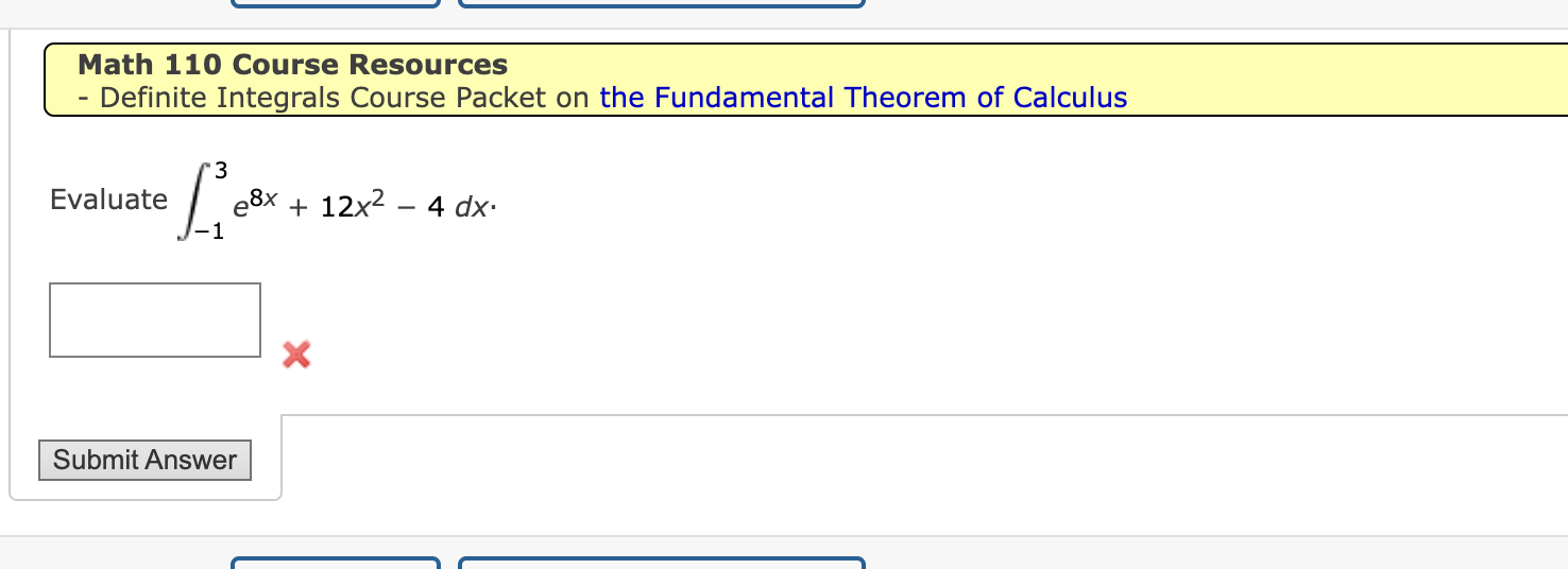 Solved Math 110 Course Resources - Definite Integrals Course | Chegg.com