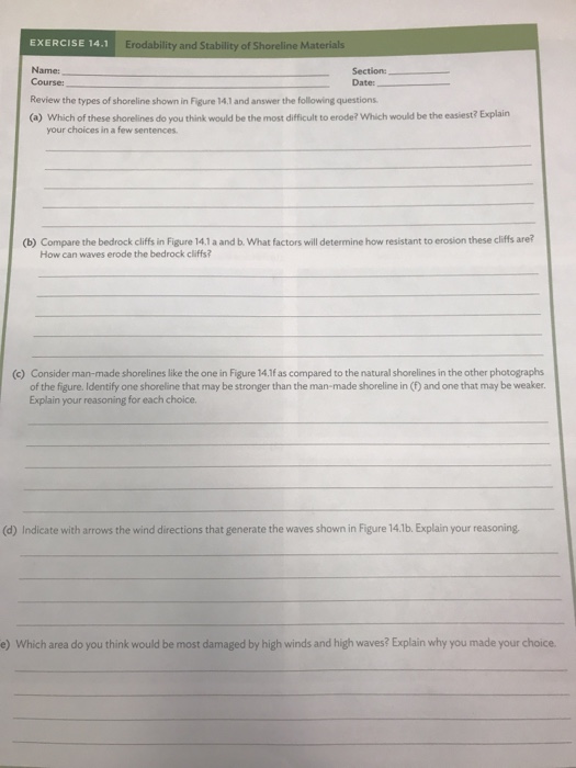 Solved FIGURE 14.1 Types of shorelines (a) Rocky shoreline | Chegg.com