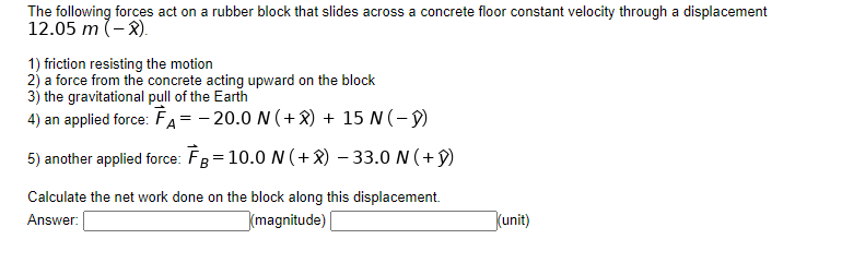 Solved The following forces act on a rubber block that | Chegg.com
