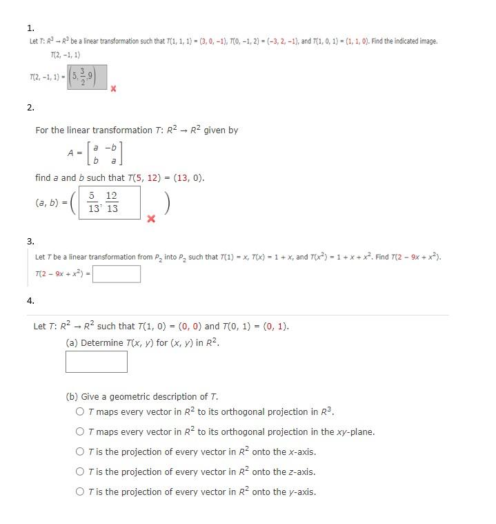 Solved Let T:R3+R3 be a linear transformation such that | Chegg.com