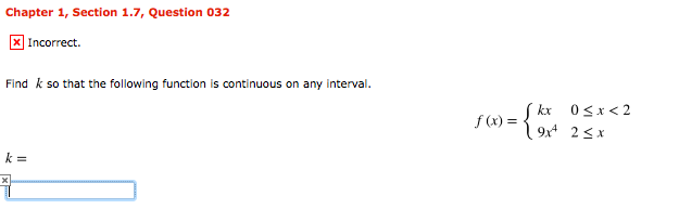 Solved Find k so that the following function is continuous | Chegg.com