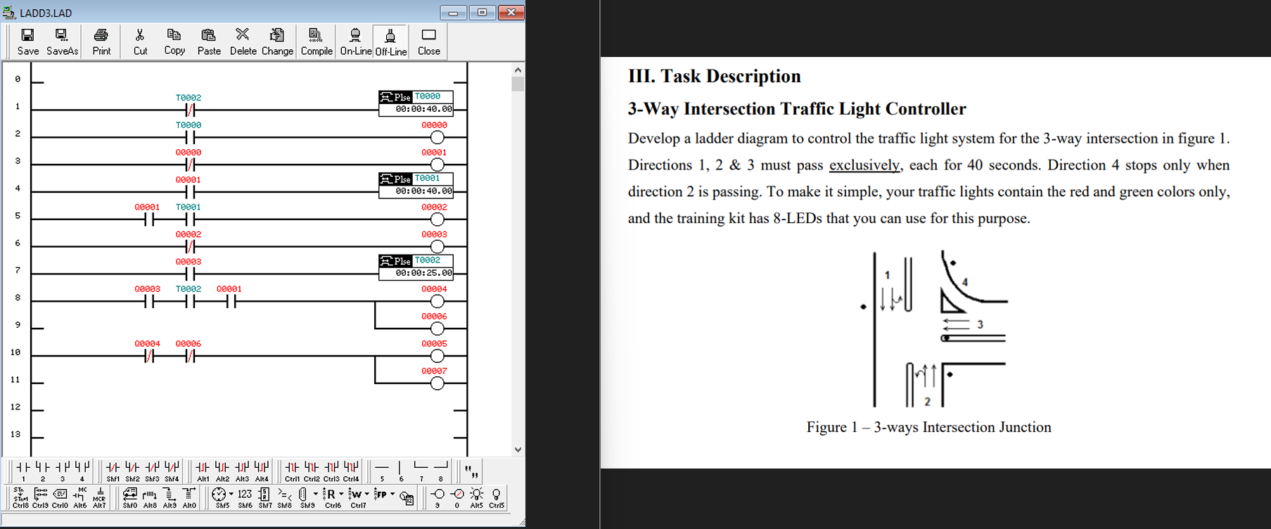 Solved III. Task Description3-Way Intersection Traffic Light | Chegg.com