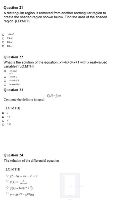 Question 21 A rectangular region is removed from | Chegg.com