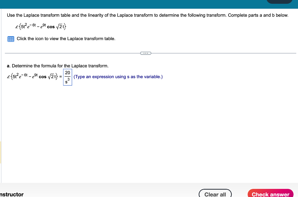 Solved Use the Laplace transform table and the linearity of | Chegg.com