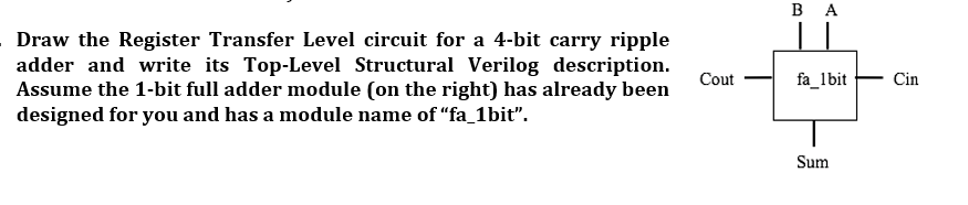 Solved B A || Draw the Register Transfer Level circuit for a | Chegg.com
