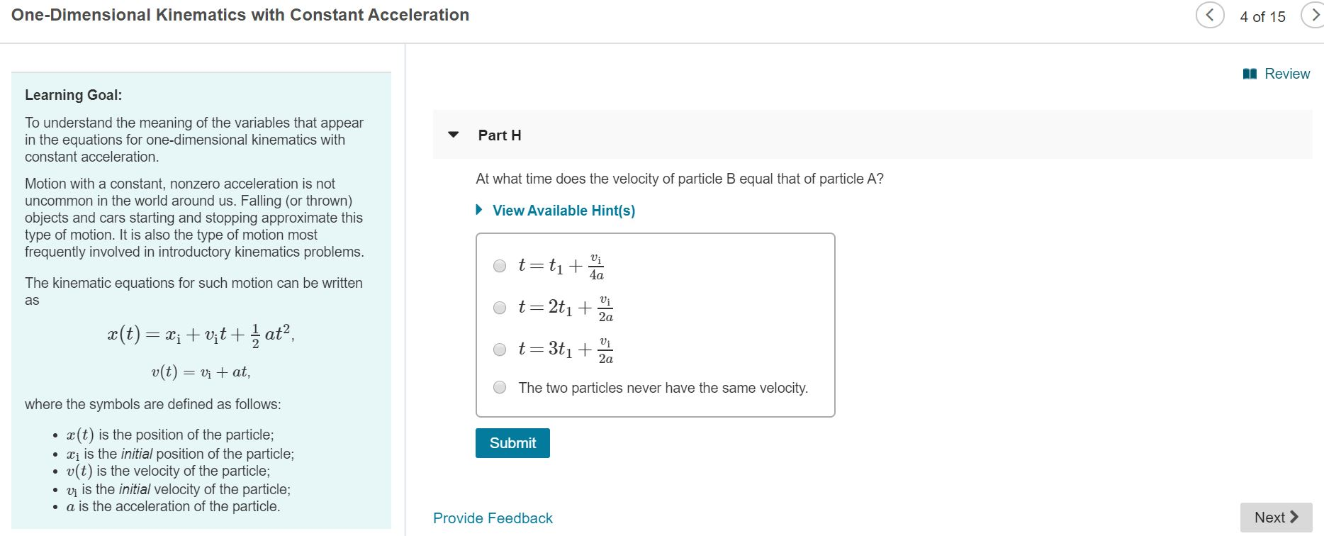 Solved: One-Dimensional Kinematics With Constant Accelerat... | Chegg.com