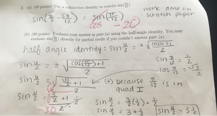 Solved (a) Use a cofunction identity to rewrite sin(5 pi/12) | Chegg.com