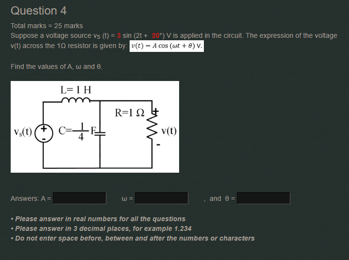 Solved Question 4 Total marks = 25 marks Suppose a voltage | Chegg.com