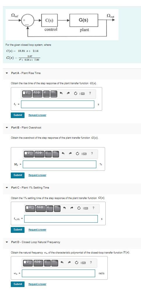 Solved For the given closed loop system, where: | Chegg.com